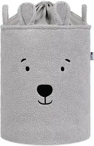 Sipo Premium Bouclé se šňůrkou Bear šedá / Koš na hračky / 43 l