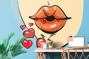 Tapeta sladký pop art polibek - 150x100