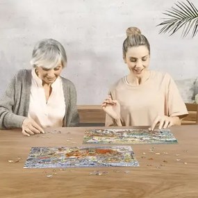 RAVENSBURGER Puzzle Vánoční trh a Štědrovečerní večeře / se Santou / 2