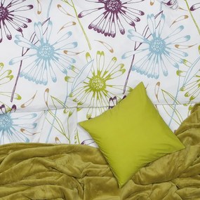 SCANquilt povlečení FINO DESIGN daisy smetanovofialová 140 x 200/70 x 90 cm