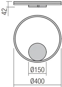 Redo 01-1956-DALI Orbit indirect, nástěnné/stropní kruhové svítidlo, 26W LED 4000K stmívatelné DALI, černá, prům. 40cm