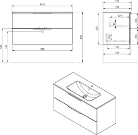 Sapho Cirasa umyvadlová skříňka 99,8 x 52 x 46 cm bílá CR100-3030 Koupelny Bernold