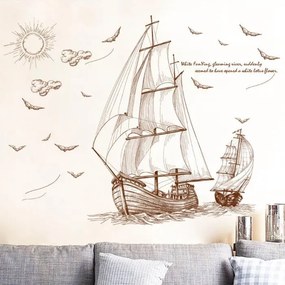 Živá Zeď Samolepka na zeď Pirátské plachetnice