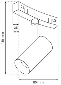 LED Bodové svítidlo do lištového systému MAGNETIC TRACK LED/7W/48V 3000K černá