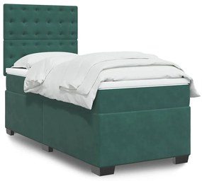 Box spring postel s matrací tmavě zelená 100x200 cm samet 3293149
