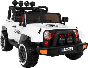 Ramiz Dětské terénní auto Full Time 4WD bílé na dálkové ovládání + pohon 4x4 + LED audio + úložný prostor