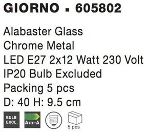 Nova Luce Stropní svítidlo GIORNO bílá;opálové sklo chromovaný kov E27 2x12W