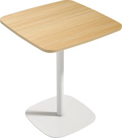 HOMCOM malý čtvercový jídelní stůl pro 2 osoby, čtvercová ocelová podstava, ideální do malých prostor — 60 x 75 cm, přírodní dřevo & bílá