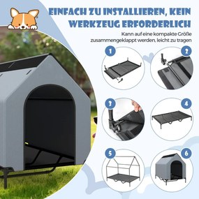 Costway 2 v 1 psí bouda a vyvýšená postýlka pro psy Venkovní domeček pro psy