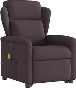 Elektrické zvedací masážní polohovací křeslo tmavě hnědé textil 3303169