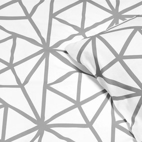Goldea bavlněné ložní povlečení - šedé geometrické tvary na bílém 140 x 200 a 70 x 90 cm