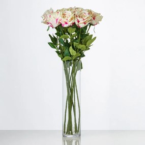 Dlouhá sametová růže TINA v růžovo-krémové barvě. Cena je za 1 kus.