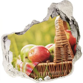 Wallmuralia Nálepka 3D díra na zeď Jablka v košíku 75x75 cm