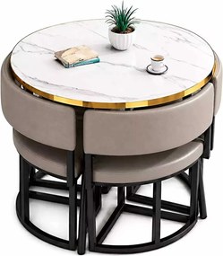 LuxuryForm DESIGN Jídelní set MONTE 4+1 - šedý / bílý