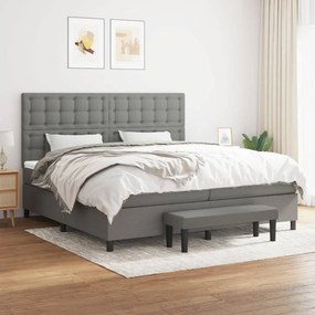 Box spring postel s matrací tmavě šedá 200x200 cm textil 3136942