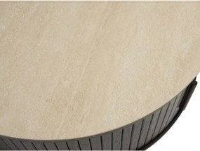 Kulatý konferenční stolek s keramickou deskou v tmavě přírodní barvě ø 85 cm Enna – Unique Furniture