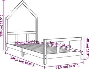 vidaXL Dětská postel 90 x 200 cm masivní borové dřevo [834568] Barva: Přírodní