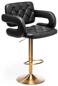 Barová židle STOCKHOLM na zlaté podstavě - černá