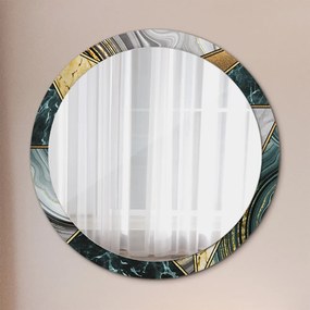 Kulaté dekorativní zrcadlo Agat mramor a zlato fi 100 cm