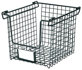 Černý kovový košík iDesign Classico, 25,5 x 22 cm