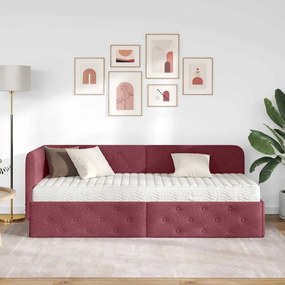 Rohový rám postele Víno Červené 80 x 200 cm textil 3394032