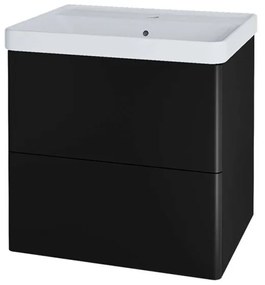 Mereo, Siena, koupelnová skříňka s keramickým umyvadlem 61 cm, černá mat CN440