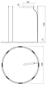 Redo 01-2209 - LED Lustr na lanku UNION LED/68W/230V 3000K pr. 120 cm zlatá