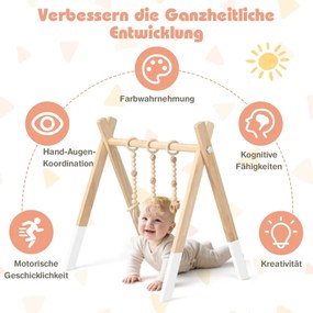 Costway Baby Play Arch Dřevěná hrací hrazda Skládací dětská tělocvična