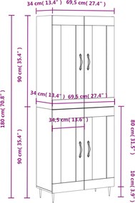 vidaXL Skříň highboard 69,5 x 34 x 180 cm kompozitní dřevo [3199666] Barva: Bílá