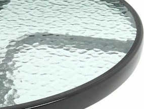 Kulatý zahradní stůl se skleněnou deskou ISLAND 90 cm, černý