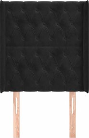 Čelo postele typu ušák černé 83x16x118/128 cm samet 3119948