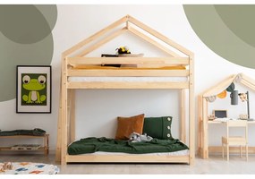 Domečková patrová dětská postel z borovicového dřeva 90x200 cm v přírodní barvě Mila DMPB – Adeko