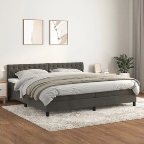 Box spring postel s matrací tmavě šedá 200x200 cm samet 3141504