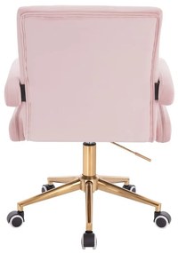 LuxuryForm Židle BOSTON VELUR na zlaté podstavě s kolečky - světle růžová