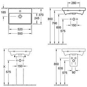 Villeroy & Boch 4A005501 - Závěsné umyvadlo AVENTO 55x37 cm keramika/bílá