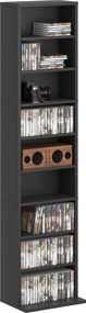 HOMCOM knihovna s 9 policemi pro 260 CD, moderní design, CD regál z dřevotřísky, 33x24x140 cm, černá | Aosom