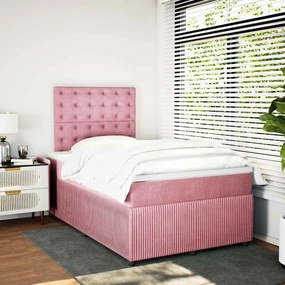Box spring postel s matrací růžová 120x190 cm samet 3292303