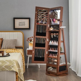 Costway Šperkovnice 360° otočná zrcadlová skříňka se zrcadlem po – 140 × 37 cm