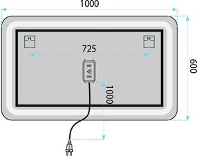 Tutumi Zrcadlo 100x60 cm s regulovatelným LED osvětlením HOM-01524