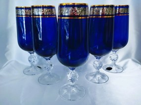 Barevné sklenice na vodu, pivo 290 ml, 6 ks, 3 barvy - Modrá