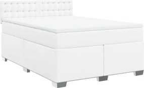 Box spring postel s matrací bílá 160x200 cm umělá kůže 3286129
