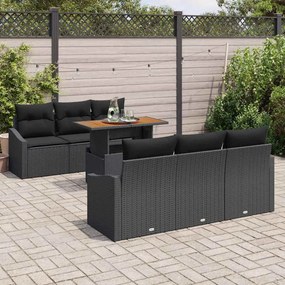 Sada zahradních pohovek 7 ks Černá Poly ratan 3358522