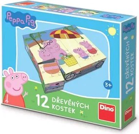 DINO Dřevěné obrázkové kostky Peppa Pig 12 kostek / od 3 let