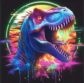 NORIMPEX Diamantové malování Neonový T-Rex / 30x40 cm