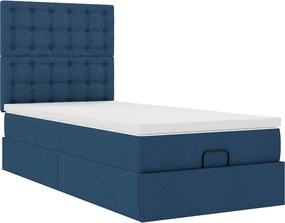 Osmanský postel s matrací modrá 90x200 cm textil 3313298