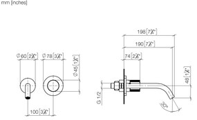 Dornbracht Meta Pure - Umyvadlová baterie 2-otvorová pod omítku, matná černá 36860664-33