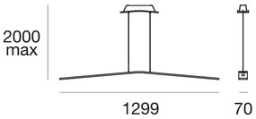 Stilnovo 7106 Lama, bílé závěsné LED svítidlo, 45W LED, délka 130cm