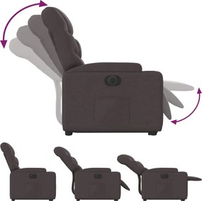 Elektrické zvedací polohovací křeslo tmavě hnědé textil 3204625
