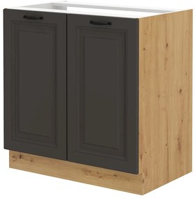 Dolní kuchyňská skříňka pod dřez Sheila 80 ZL 2F BB (dub artisan + grafit). 1040880