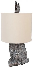 Hnědobílá stolní lampa králík s béžovým stínidlem Konijn – 20x43 cm